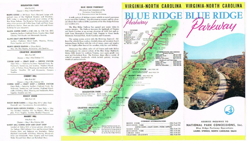 Blue Ridge Parkway Virginia North Carolina Brochure 1970's Vintage Map ...