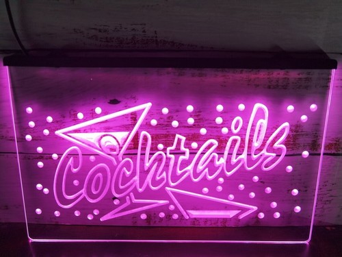 Cocktails Bar Open LED Neon Light Sign Display Man Cave Lounge Wall Art ...
