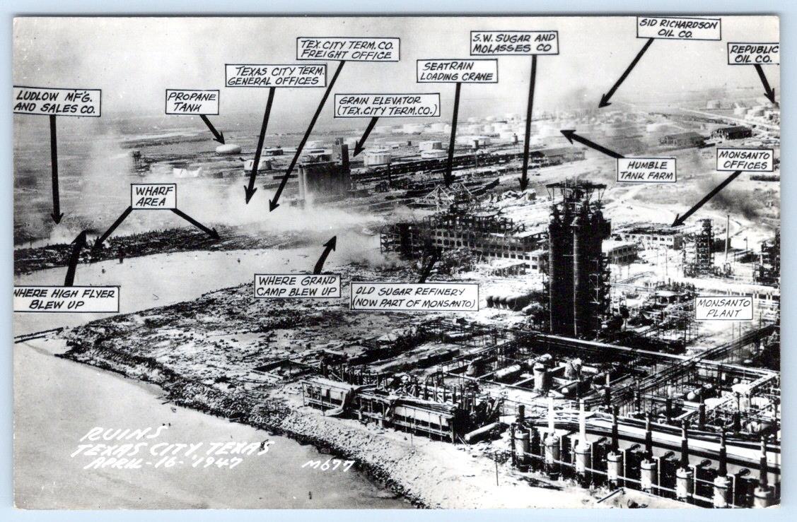 RPPC 1947 TEXAS CITY IDENTIFICATION MAP M677 (FERTILIZER EXPLOSION ...