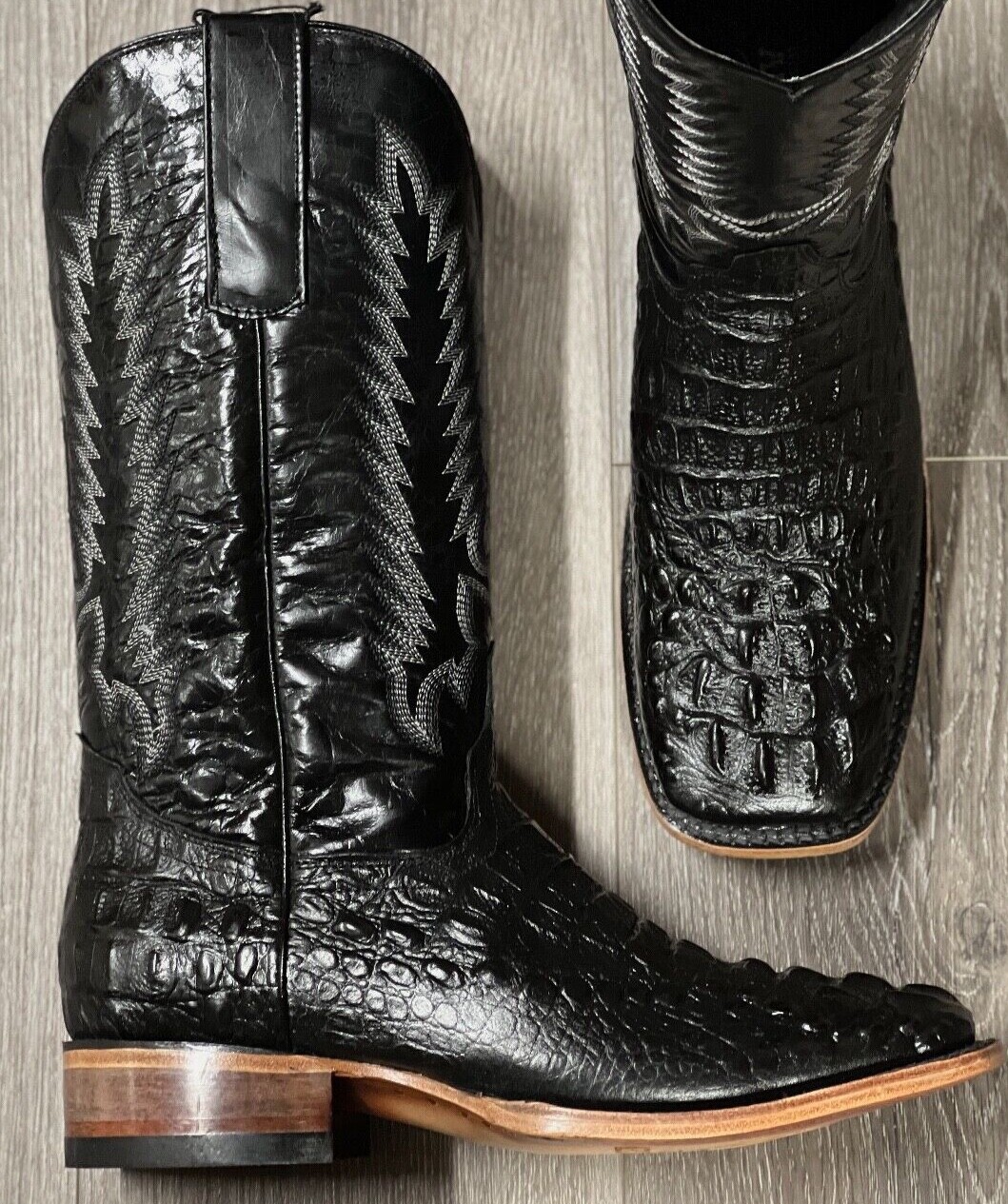 MEN'S RODEO COWBOY ALLIGATOR PRINT WESTERN SQUARE TOE BOOTS MEXICO ...