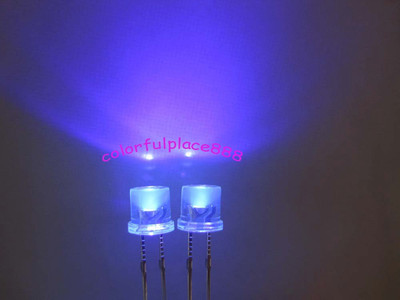 100pcs, 5mm Purple UV Flat Top LED Wide Angle Water Clear Light Leds ...