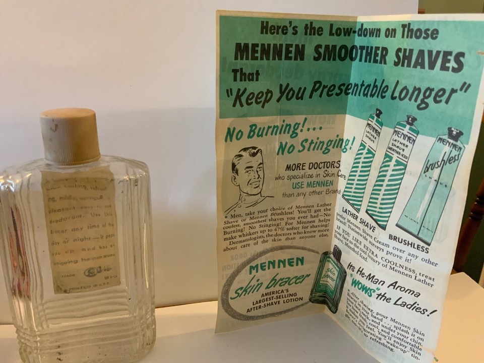 Mennens Skin Bracer Vintage Bottle 50/60's booklet not barber shop ...