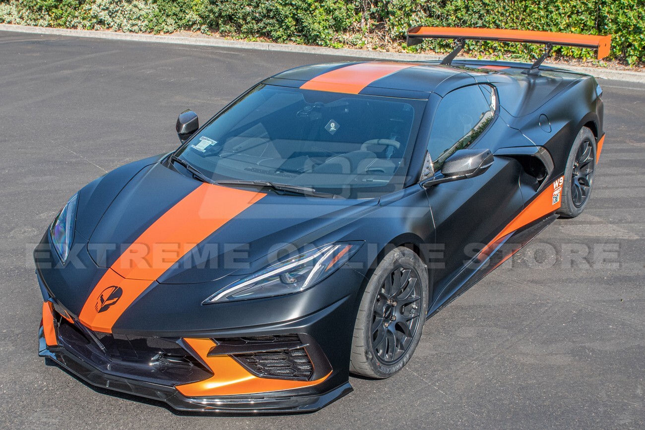 For 20-Up Corvette C8 | Z06 Style PAINTED CARBON FLASH Front Bumper Lip ...