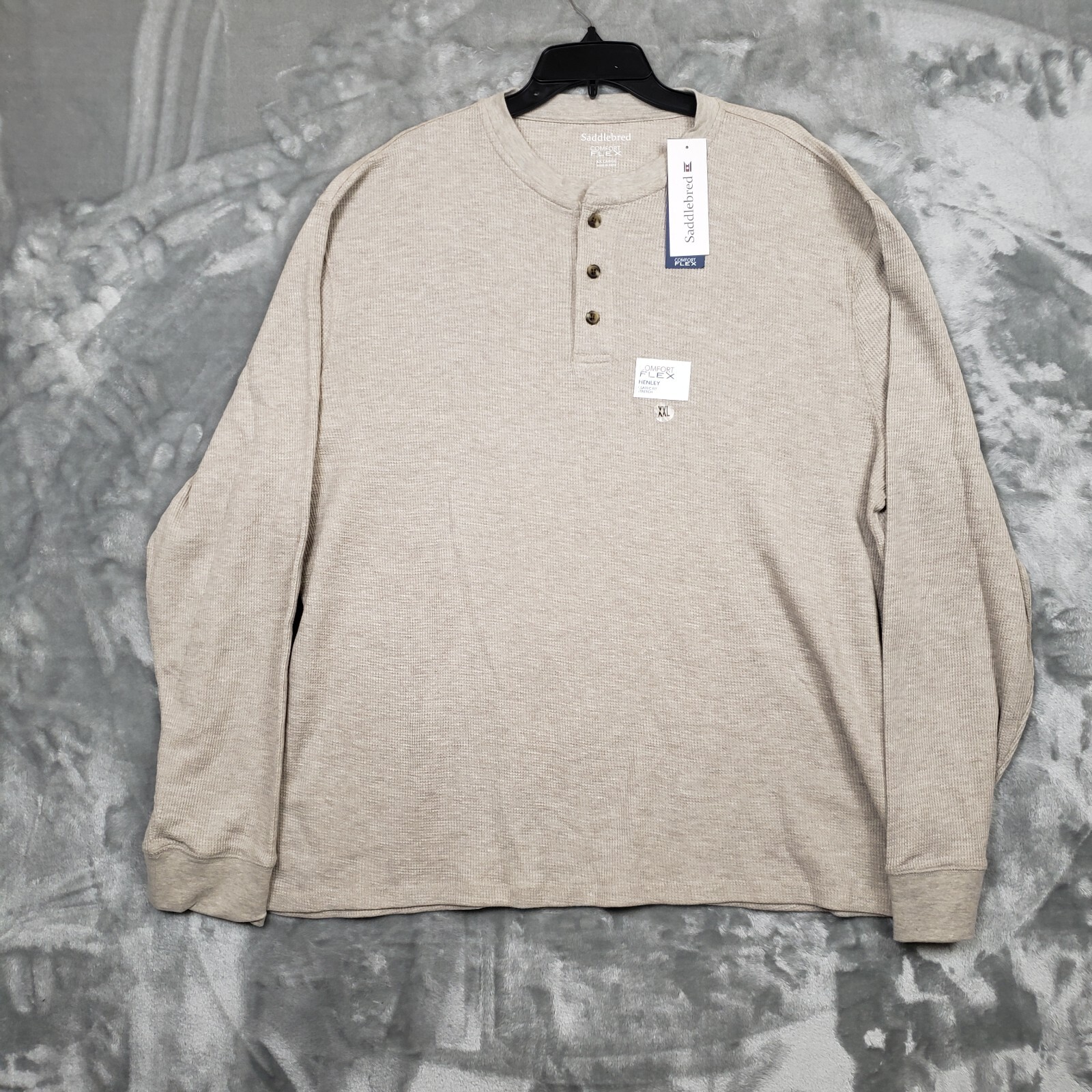 Saddlebred Men's XXL Comfort Flex Henley Classic Fit Gray Sweat Shirt ...