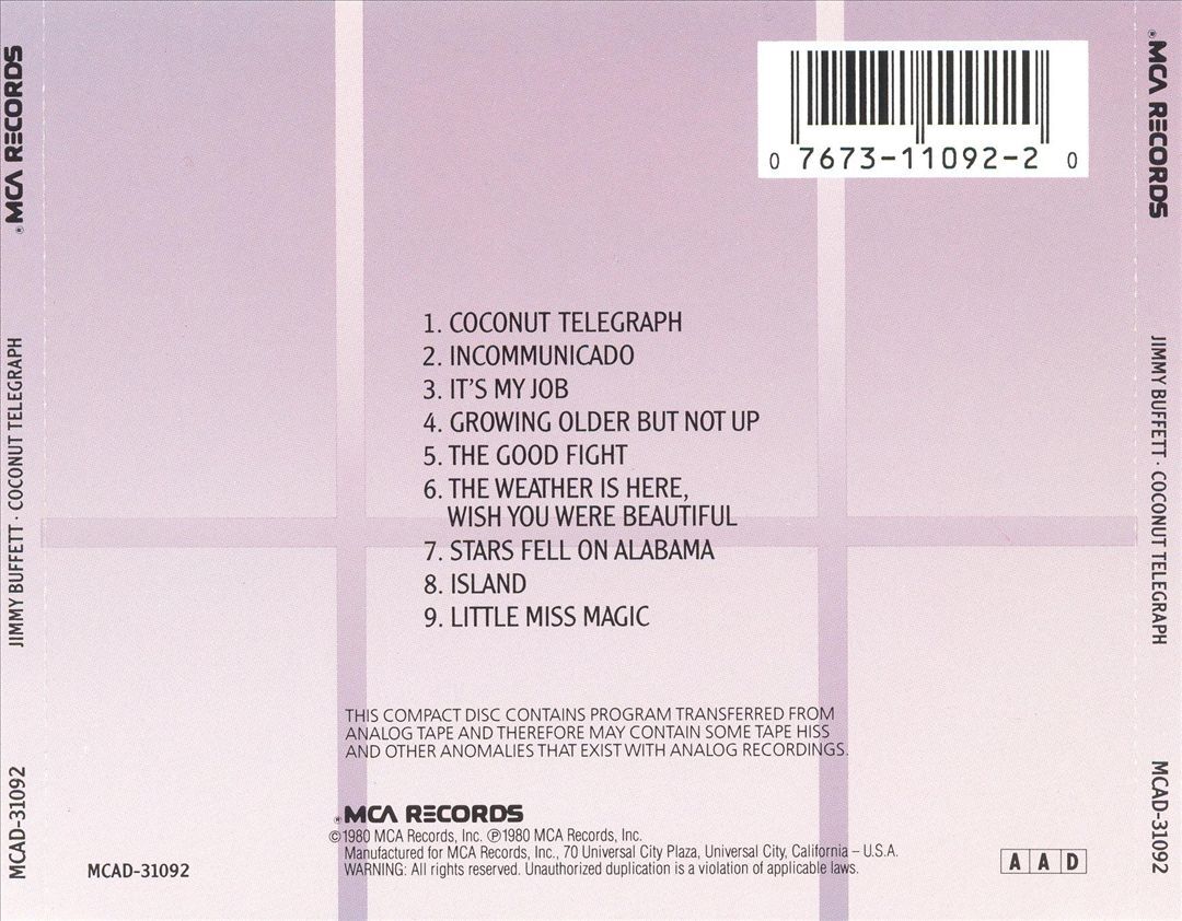 Coconut Telegraph by Buffett, Jimmy (CD, 1990) for sale online | eBay