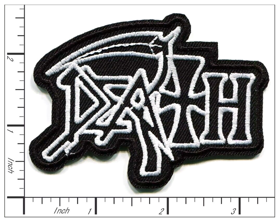 Death Logo Embroidered Iron-On Patch - Iconic Black & White Death Metal ...