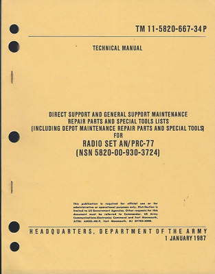 Historical book Radio Set AN/PRC-77, Depot Repair Parts | eBay