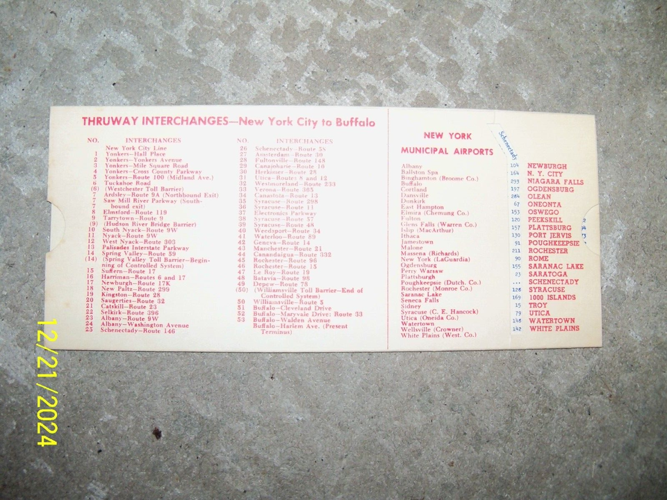 1939 NYS chart of distances between cities with NASH advertising | eBay