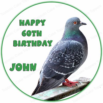 Personalised Racing Pigeon Bird Edible Icing Birthday Party Cake Topper ...