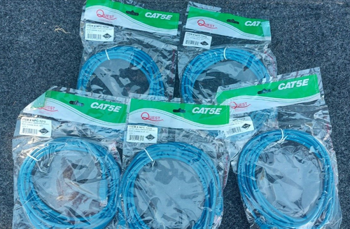 (Lot of 5) CAT5e Cables Ethernet Patch Cable Molded Boot 10' Ft 24 AWG ...