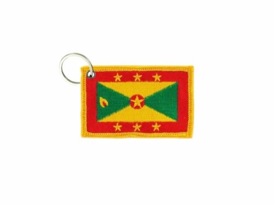 Keychain keyring embroidered embroidery patch double sided flag grenada ...