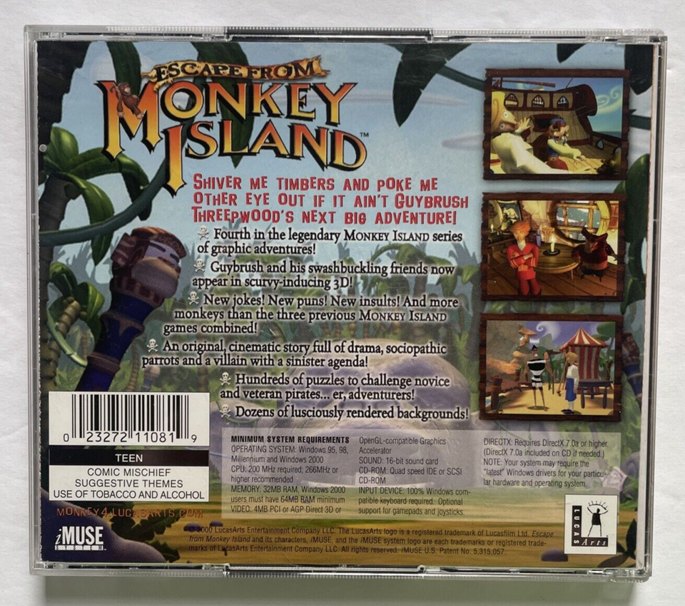 Escape From Monkey Island PC CD-ROM Game LucasArts - MINT DISCS ...