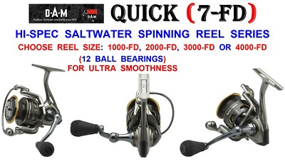 HIGH SPEC DAM QUICK 7 FD HIGH SPEED SALTWATER SPINNING REEL 1000 2000 3000 4000 | eBay UK