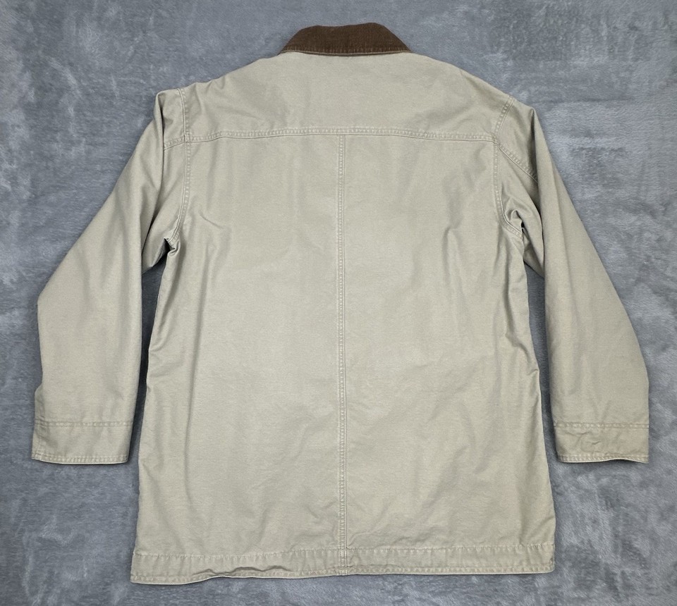 VTG LL Bean Chore Jacket Mens XL Beige Corduroy Collar Cuff Pockets ...