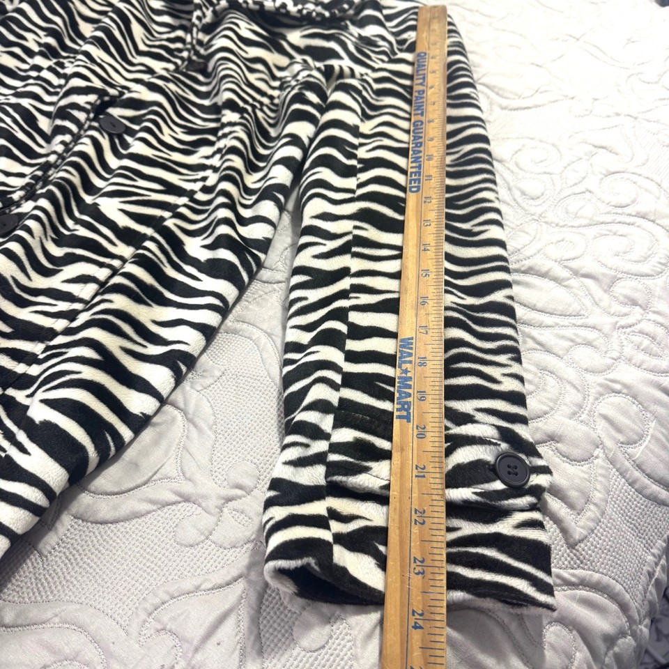 Vintage Zebra Coat Statement Glam Animal Print Mob Wife Faux Fur Size M ...