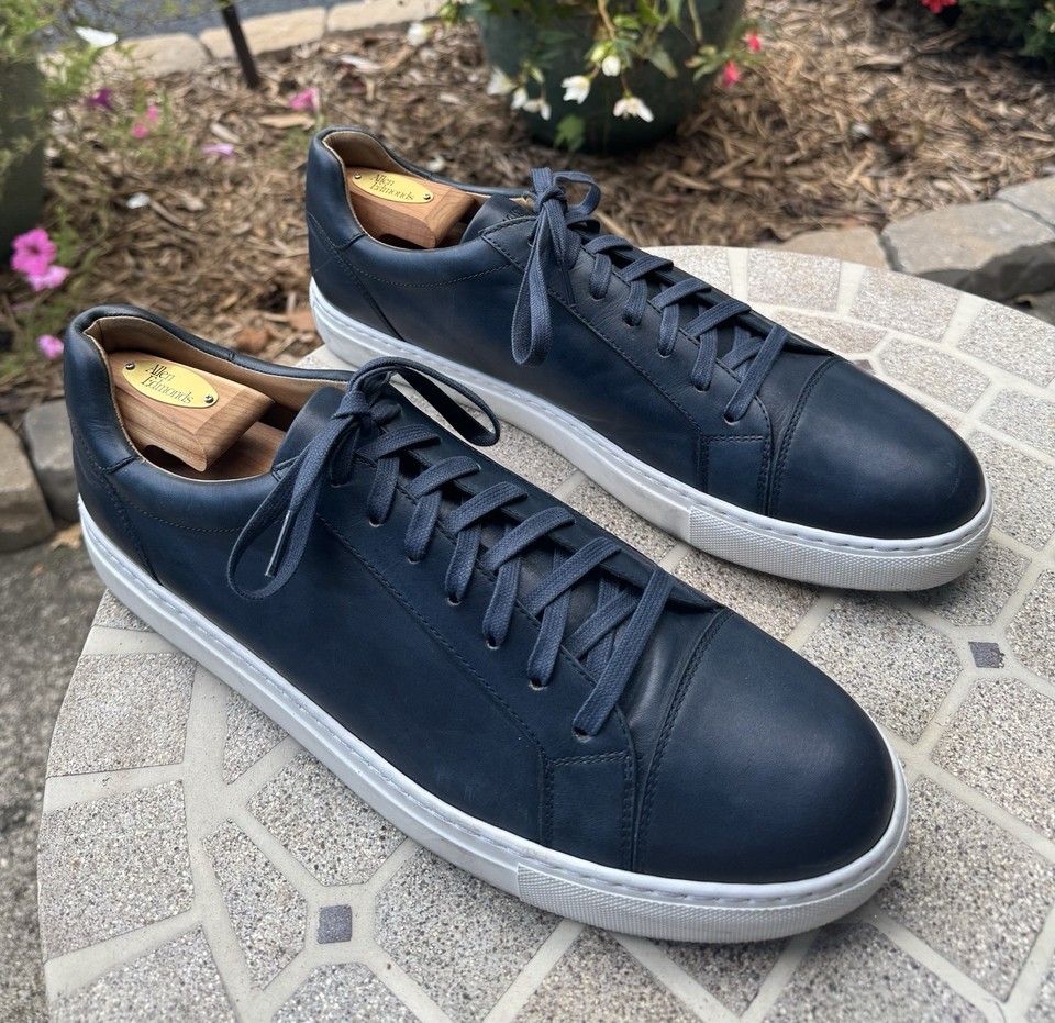 MAGNANNI Men's Blue Leather Premium Low Top Sneakers Comfort US 13 | eBay