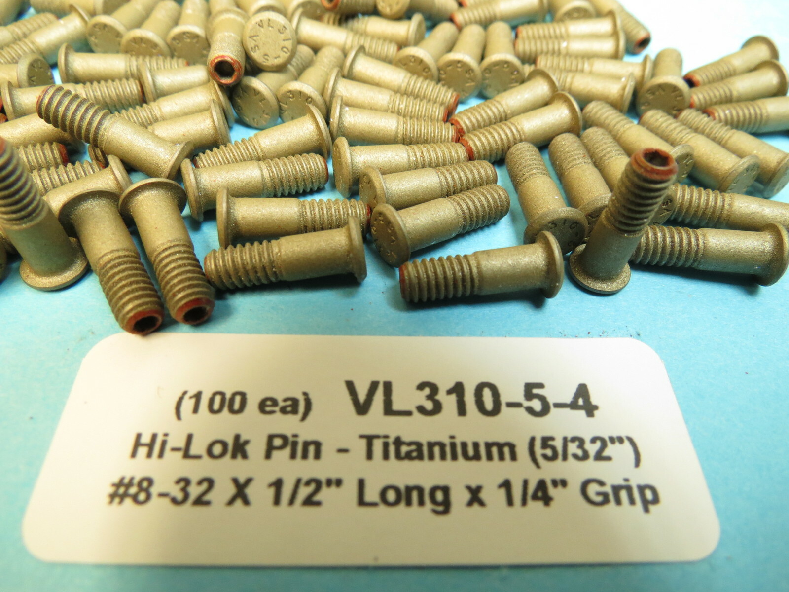 (100) Titanium 5/32” #8-32 x 1/2” Long Hi-Lok Aerospace Pin Bolt VL310 ...