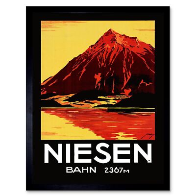 Travel Tourism Swiss Alps Mountain Niesen Pyramid 12X16 Inch Framed Art ...