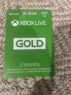Xbox LIVE 3 Month Game Pass Core Gold Membership for Xbox 360 / XBOX ...