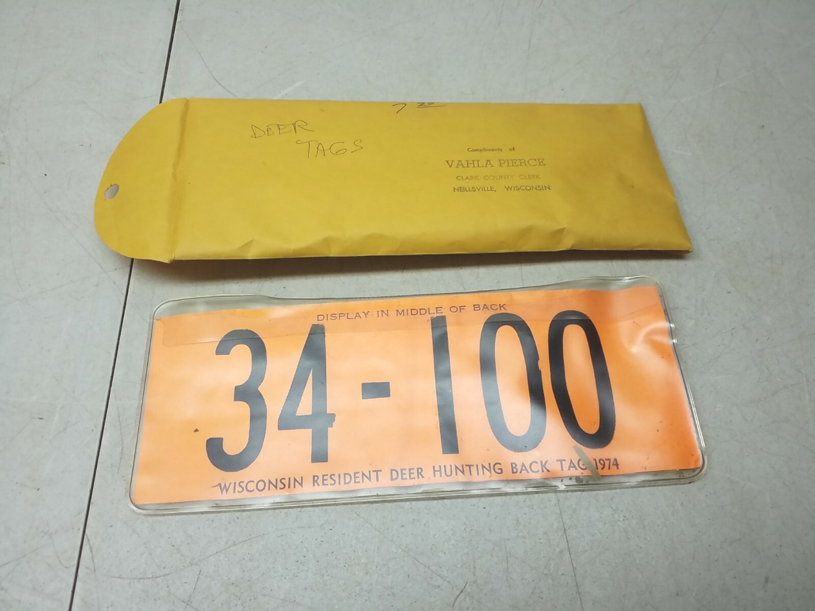 Wisconsin Deer Tag Back Patch With Pinback Case Vintage 1974 WI DNR ...