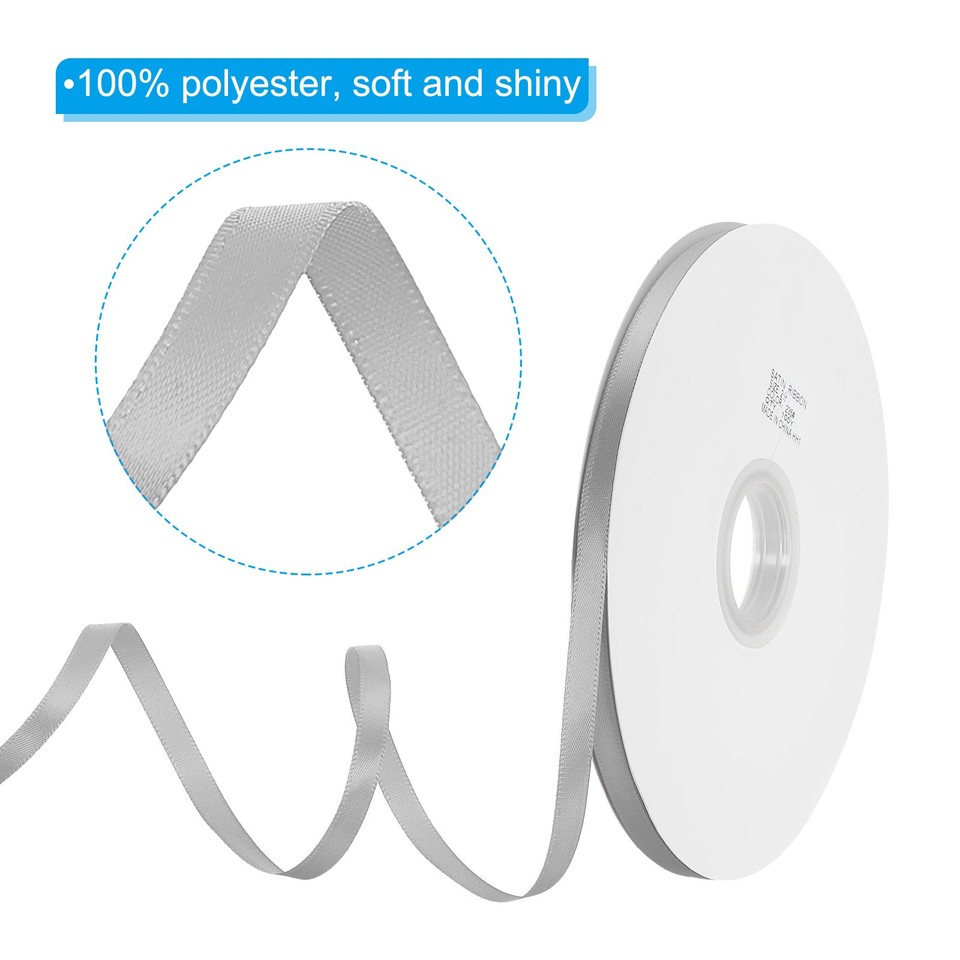 2Pcs 1/4" W x 100 Yards Polyester Satin Ribbon, for Craft, Silver Gray ...