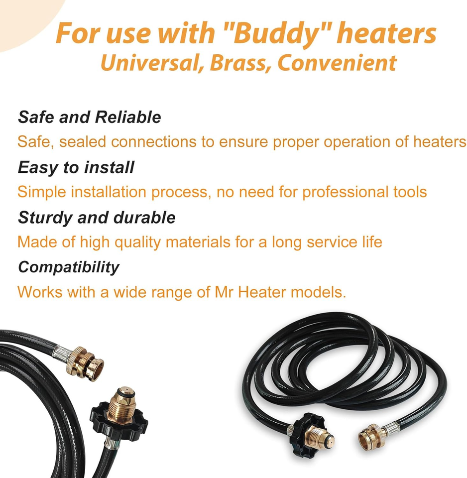 F273704 10FT Propane Adapter Hose Mr Heater Buddy Series Big Buddy ...