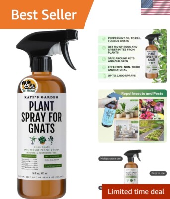 Natural 16oz Fungus Gnat Killer - Non-Toxic Bug Spray for All Indoor ...