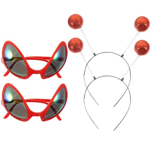 2 Sets Alien Antenna Headbands Novelty Alien Glasses Alien Cosplay ...