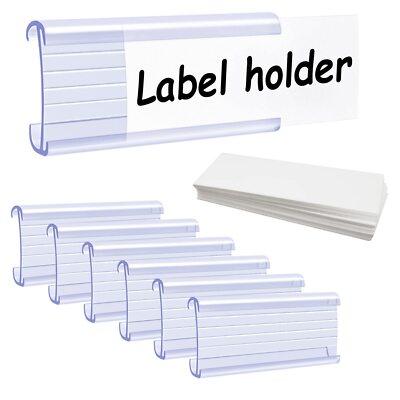 30 Pack Clear Plastic Shelf Label Holder with Insert Paper Labels for ...