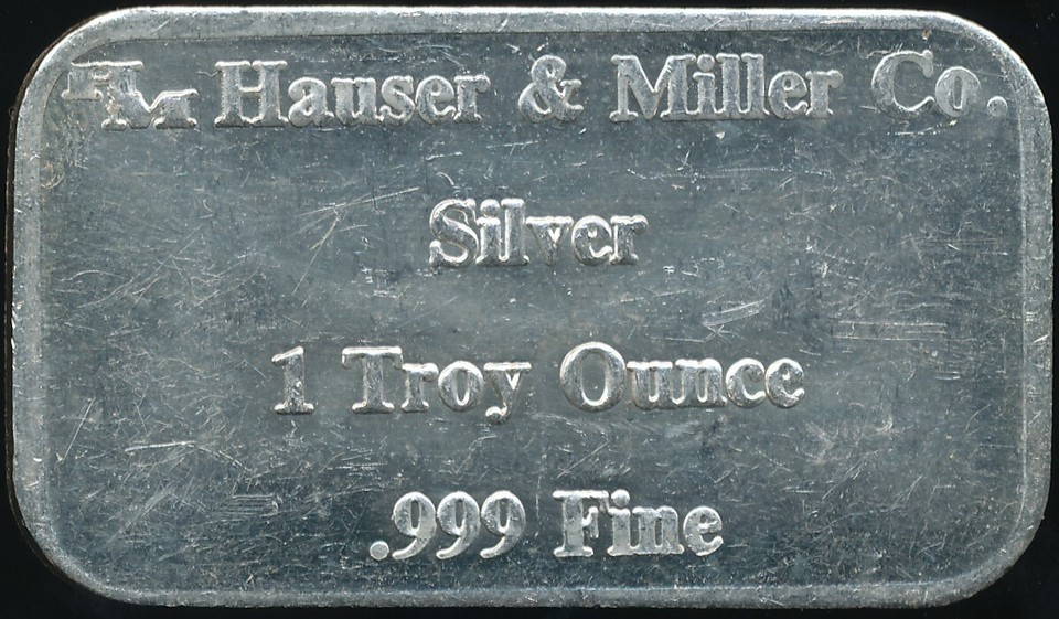 Vintage Hauser & Miller Co. Smelters ~ Refiners 1 Oz. .999 Fine Silver ...