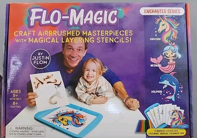 Flo-Magic Kids Enchanted Series Airbrush Marker Stencil Kit- Brand New ...