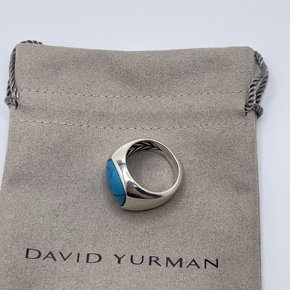 David Yurman Exotic Stone Signet Ring Turquoise Sterling Silver Size 11 ...
