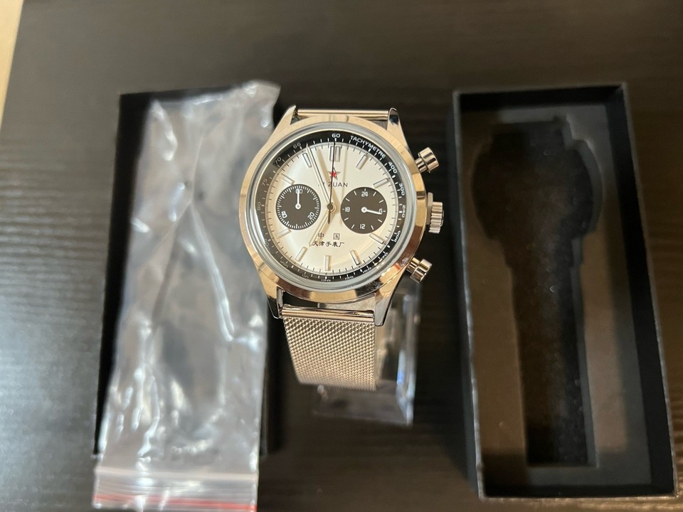 Homage Seagull 1963 Quartz 42mm Aviation Chronograph Panda Dial ...