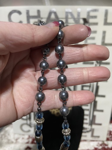 Faux Black Tahitian Pearl Bead Necklace with Mandala Pendant Gun Metal ...