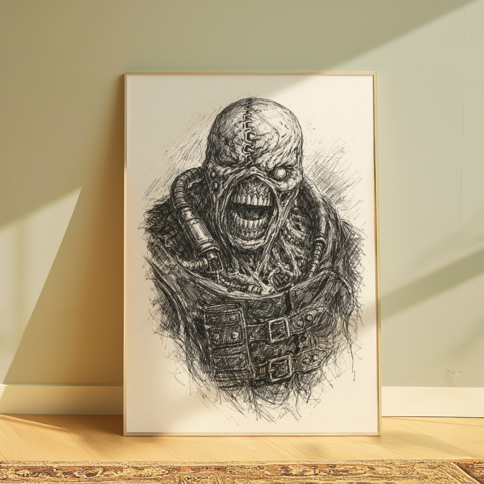 NEMESIS RESIDENT EVIL DRAWING PRINT PORTRAIT SKETCH 8" x 10" WALL ART ...