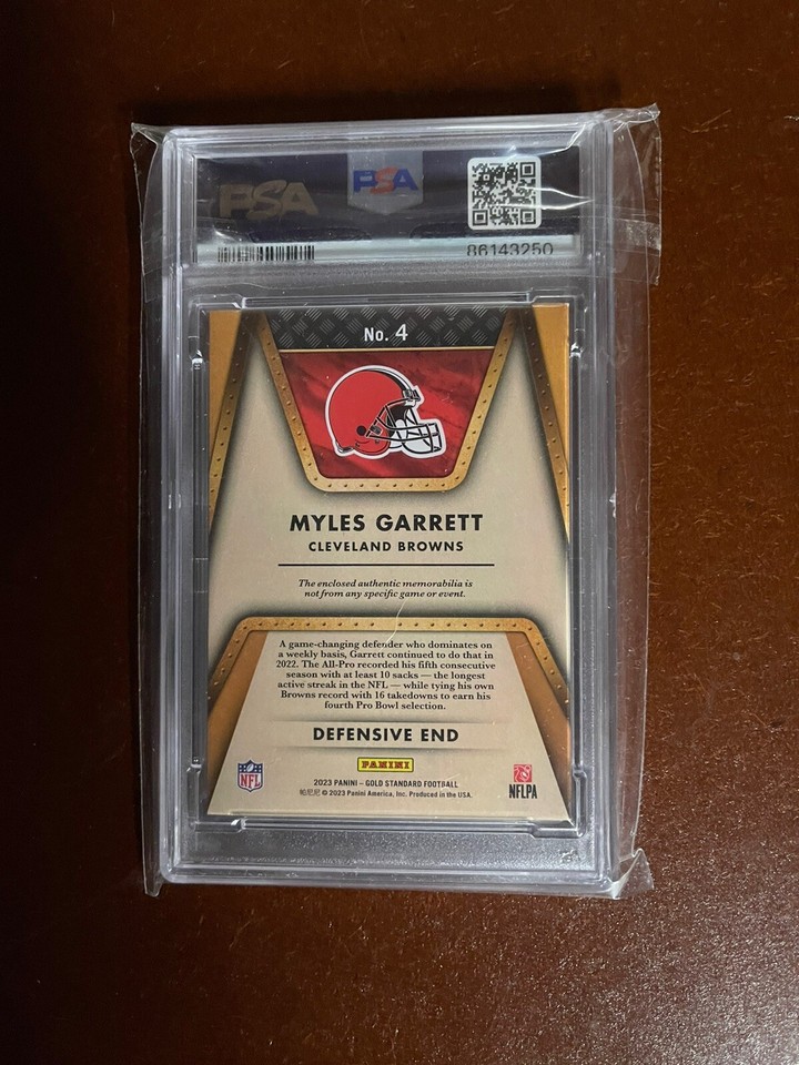 2023 PANINI GOLD STANDARD MYLES GARRETT #4 GOLD MINE PATCH ROSE GOLD ...