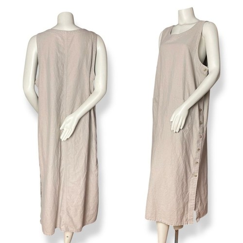 Vintage Shift Dress Jumper Sleeveless Jumper Beige Tan Summer Relaxed ...