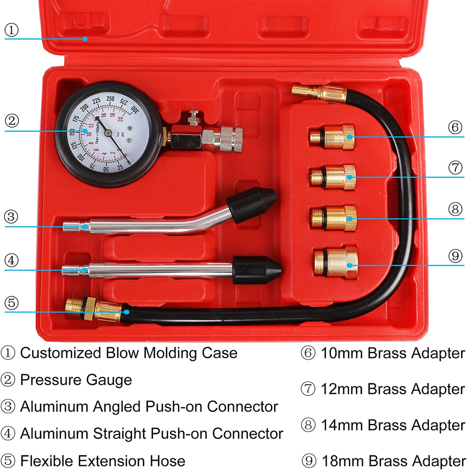NEW Small Engine Cylinder Compression Gauge Tester Kit Gas Diagnostic ...