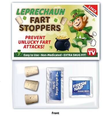 Leprechaun FART STOPPER PLUG KIT St Patrick's Day Irish Funny Gag Joke ...
