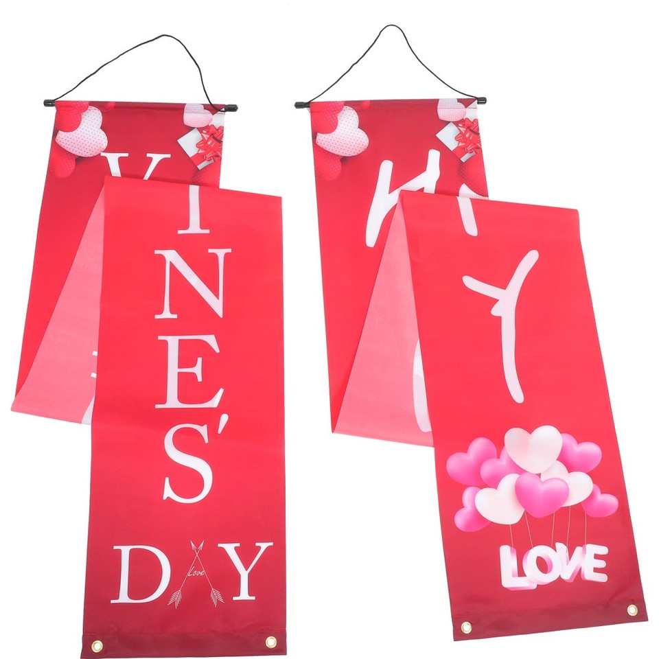 1 Pair Valentine Day Decorations Banners Valentine Door Porch Signs ...