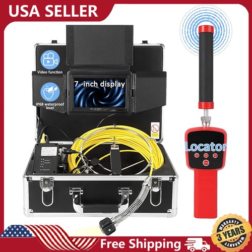 Sewer Camera & Locator 100 ft Snake Pipe Camera 7'' HD Drain Pipe ...