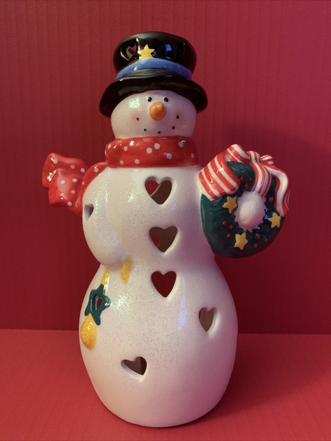 Hallmark Christmas Snowman Wreath Heart Tealight Candle Holder for sale ...