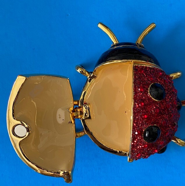 Perry Borrelli metal red jeweled Ladybug rhinestone trinket box | eBay