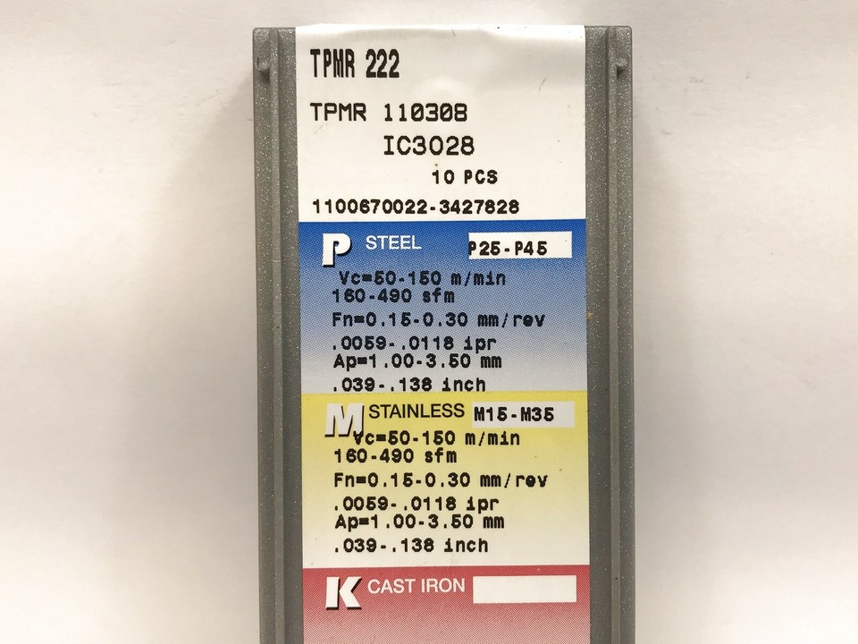 ISCAR TPMR 222 TPMR110308 New Carbide Inserts Grade IC3028 9pcs | eBay