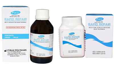 Dental Rapid Repair Self Cure Liquid 100ml & Powder 100gm (Pink) Fresh ...