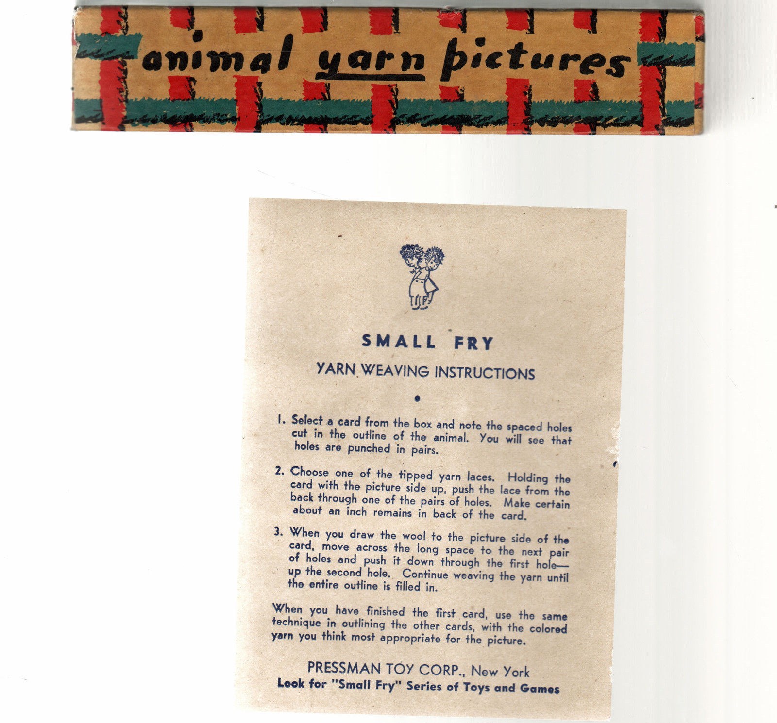 Small Fry Animal Yarn Pictures 1950s Pressman Toy Corp NY No. 2922 Very ...