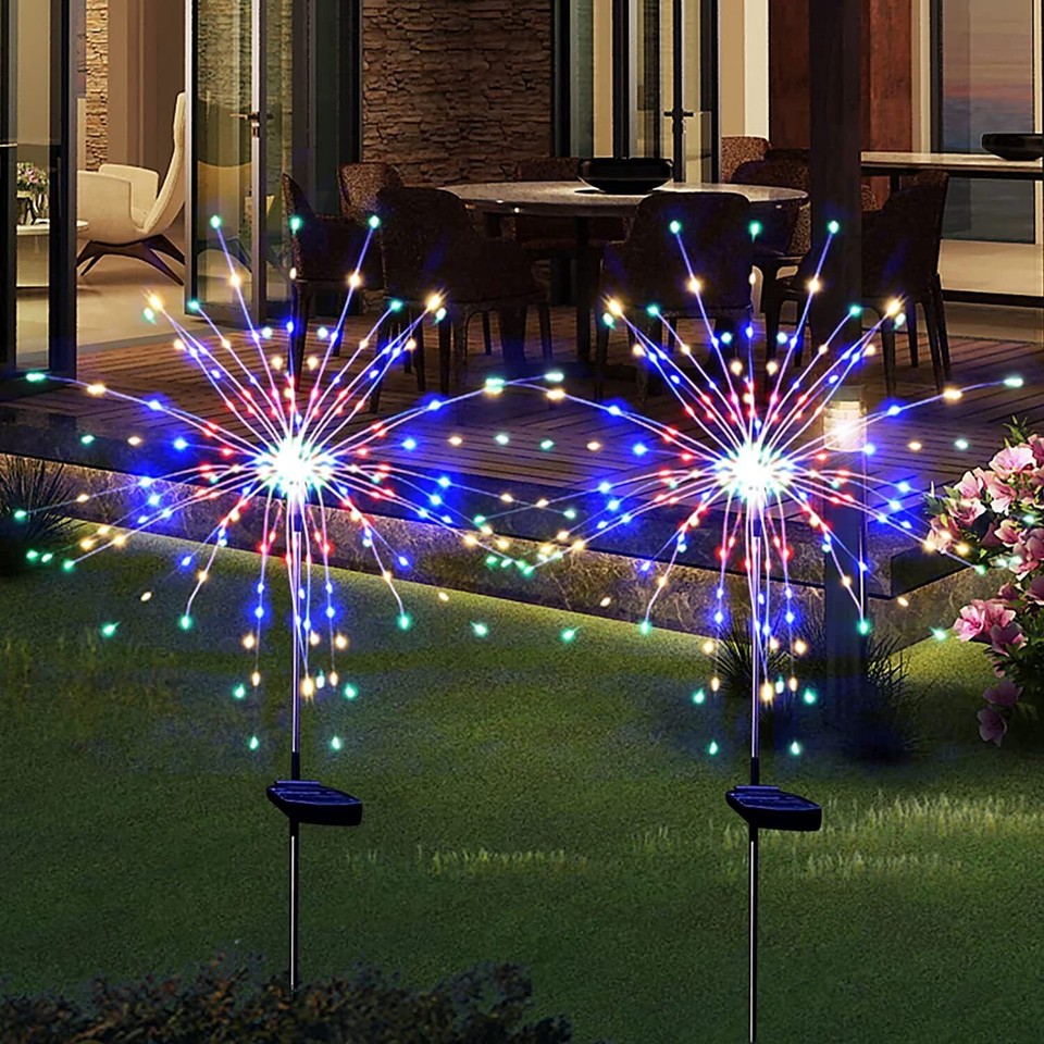 150 LED Solar Firework Starburst Lights Fairy Lamp Garden Path Outdoor ...