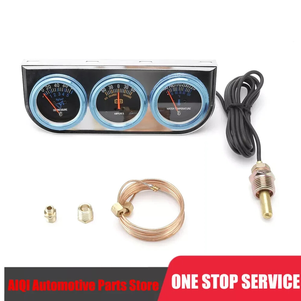 2" 52mm 3 in 1 Triple Gauge Meter Water Temperature + Oil Pressure ...