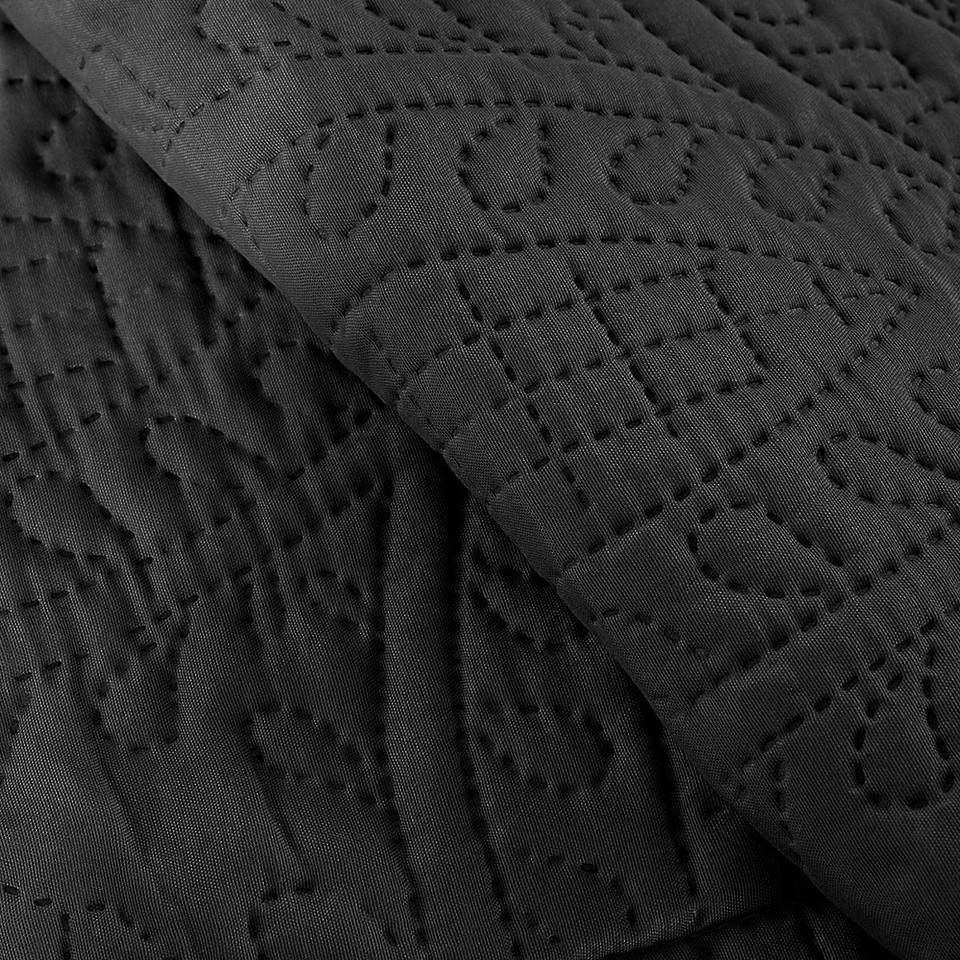 Solid Black Oversized 3pc Quilt Set Coverlet Twin XL Full Queen Cal ...