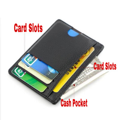 Leather Wallet Credit Card Slots Cash Coin Slim Clip Holder RFID ...